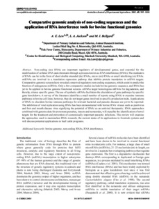 Comparative genomic analysis of non-coding sequences and the application of RNA interference ...